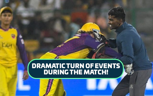 Alyssa Healy tackles pitch invader during UP Warriorz vs Mumbai Indians ...